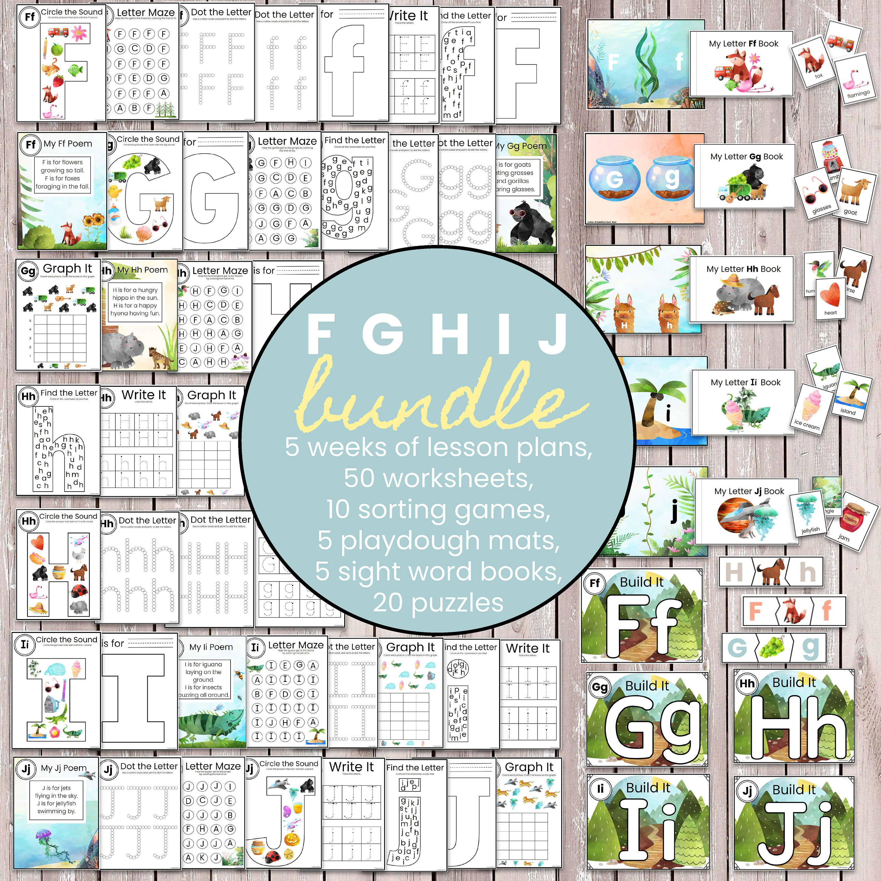 BUNDLE: Letters F G H I J Letter of the Week Preschool Homeschool ...