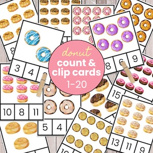 Numbers 1-20 Count and Clip Cards Donut Cothespin Counting | Etsy