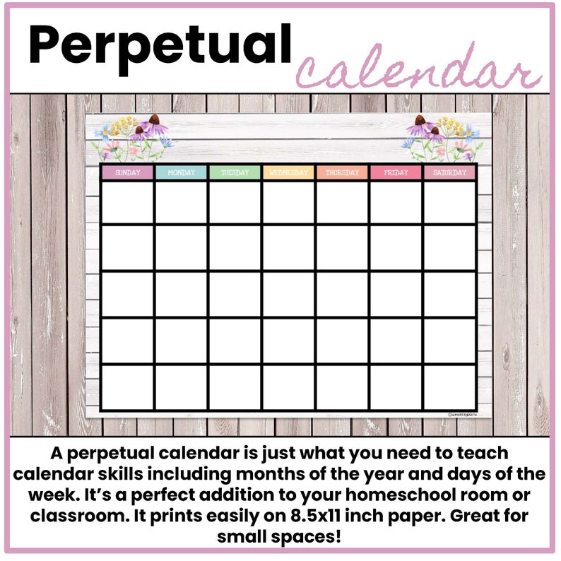 Perpetual Calendar, Preschool Toddler Kindergarten Circle Time, Morning ...
