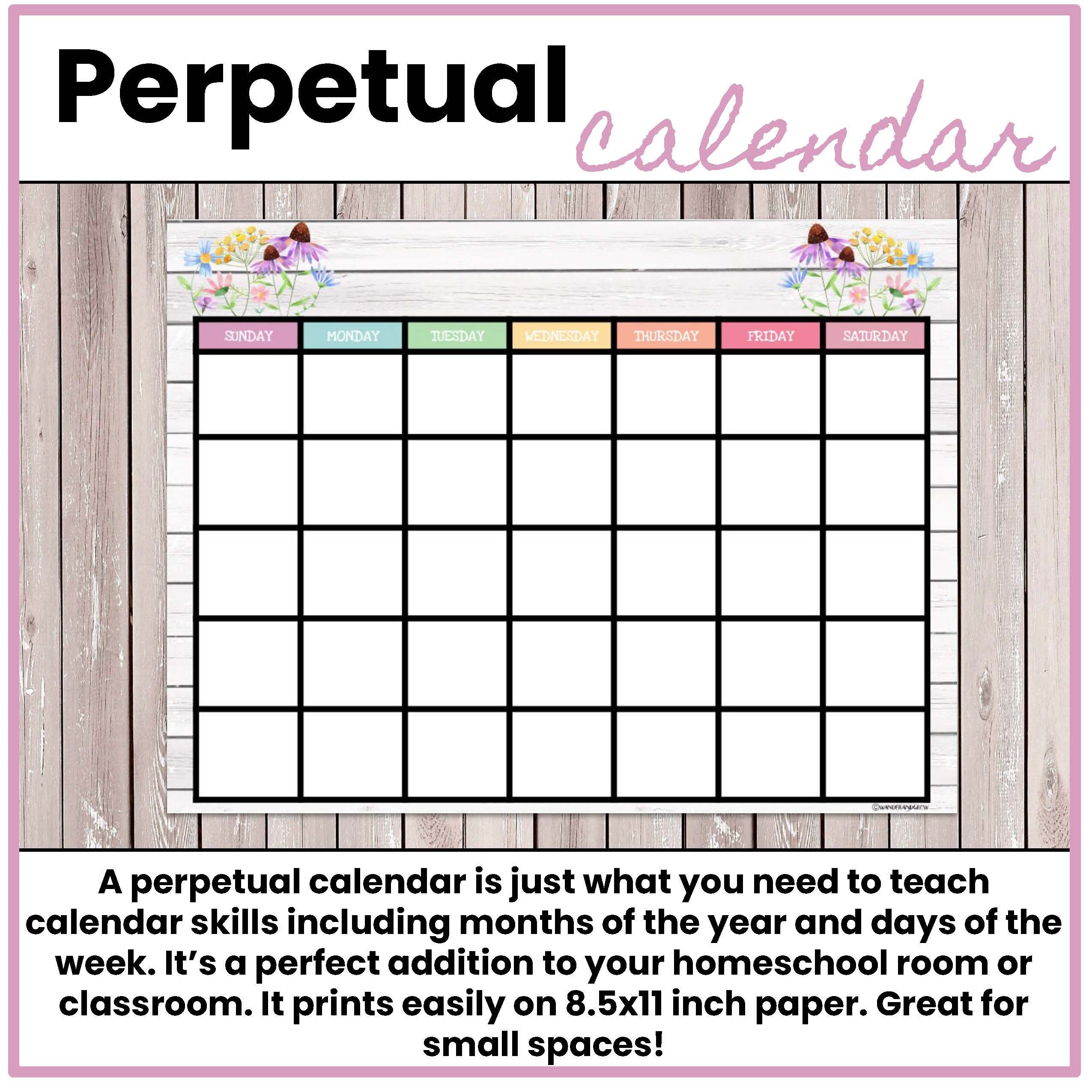 Perpetual Calendar, Preschool Toddler Kindergarten Circle Time, Morning ...