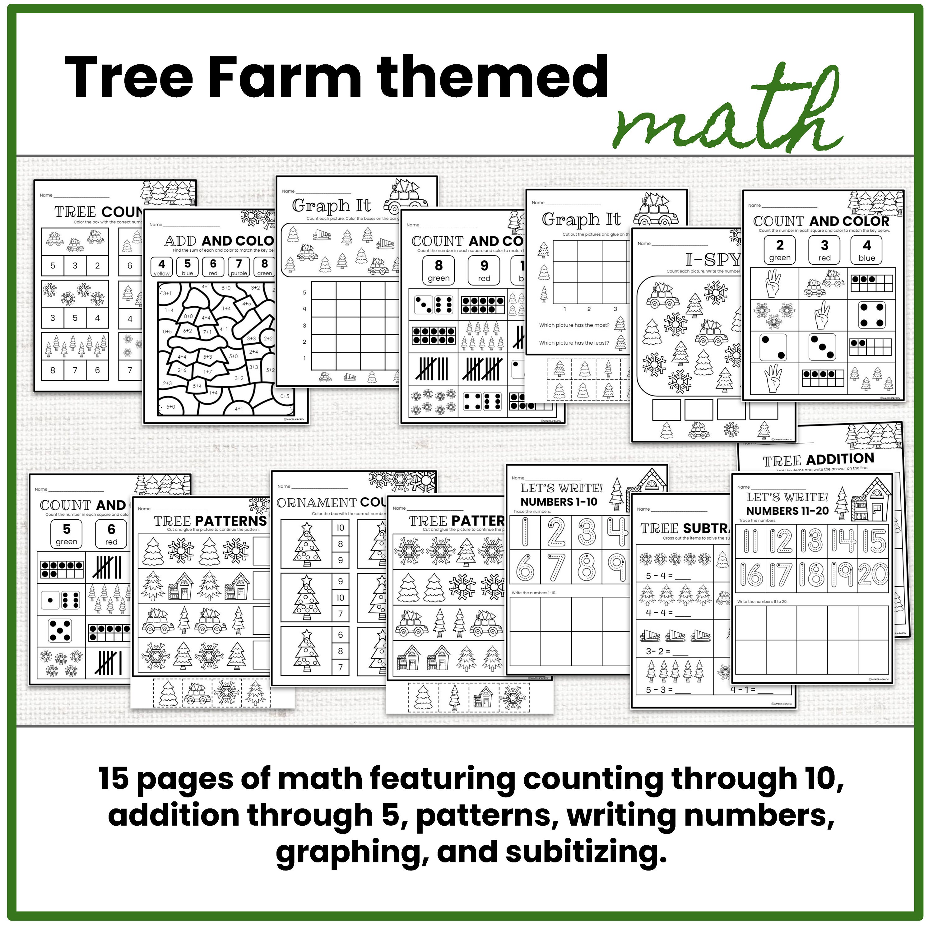 Christmas Tree Farm Kindergarten, Pre-k, Preschool Math and Literacy ...