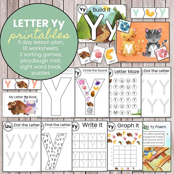Letter Y Kindergarten Preschool Printables Homeschool - Etsy