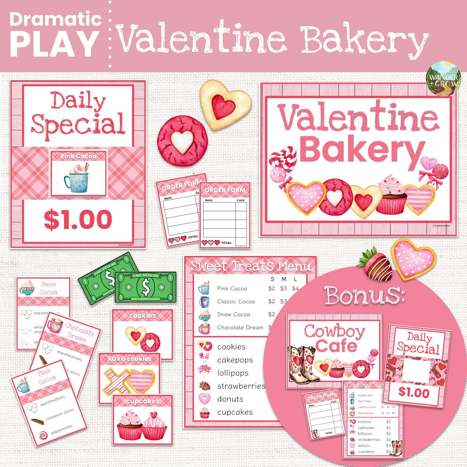 Valentine's Bakery Dramatic Play Printables | Hot Cocoa Stand (PDF ...