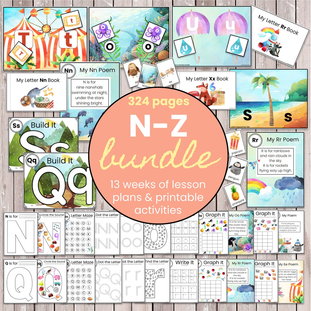 Alphabet N-Z Bundle | Preschool, Pre-k, Kindergarten Homeschool ...