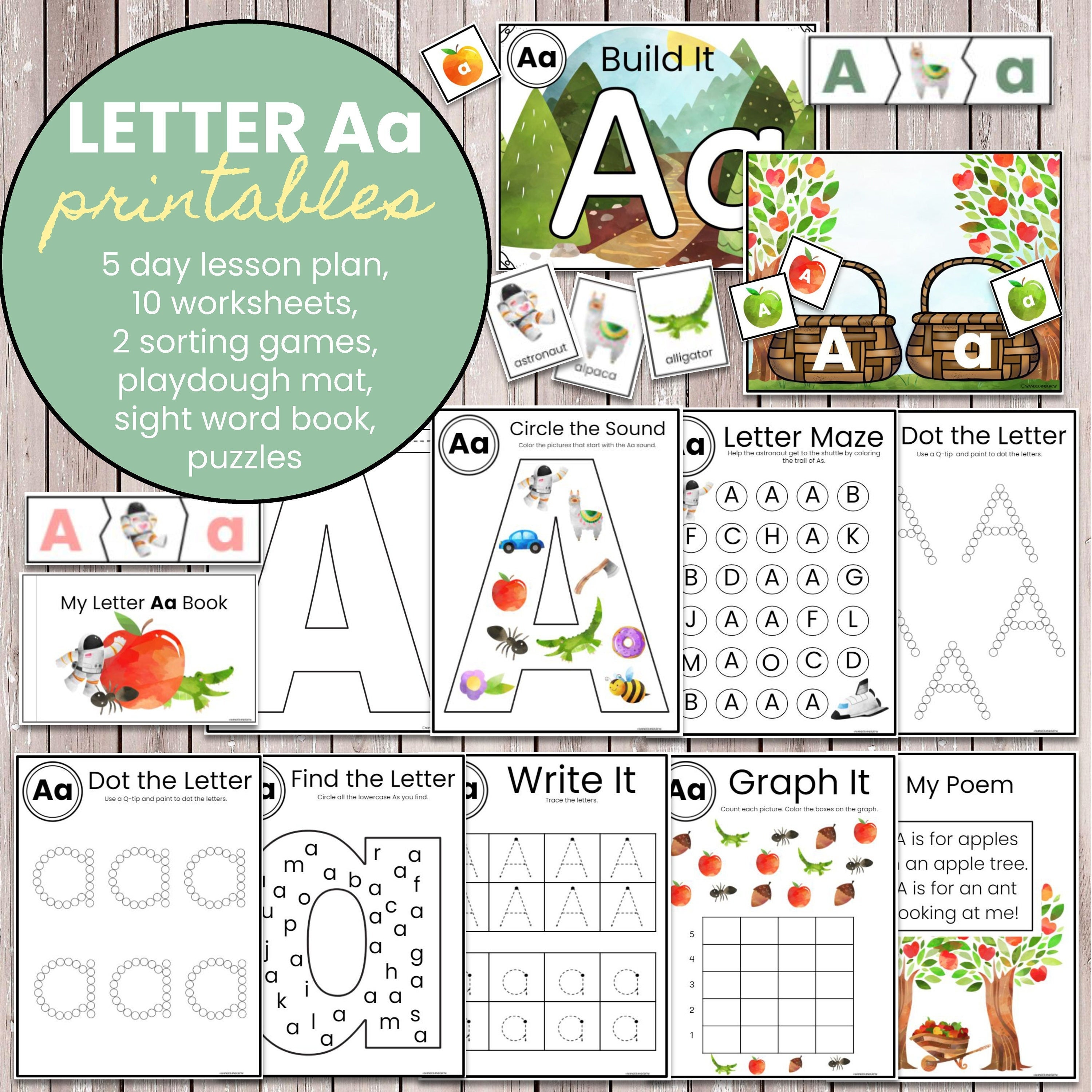 Letter A Activity Pack | Preschool Printable Worksheets (PDF) - Etsy