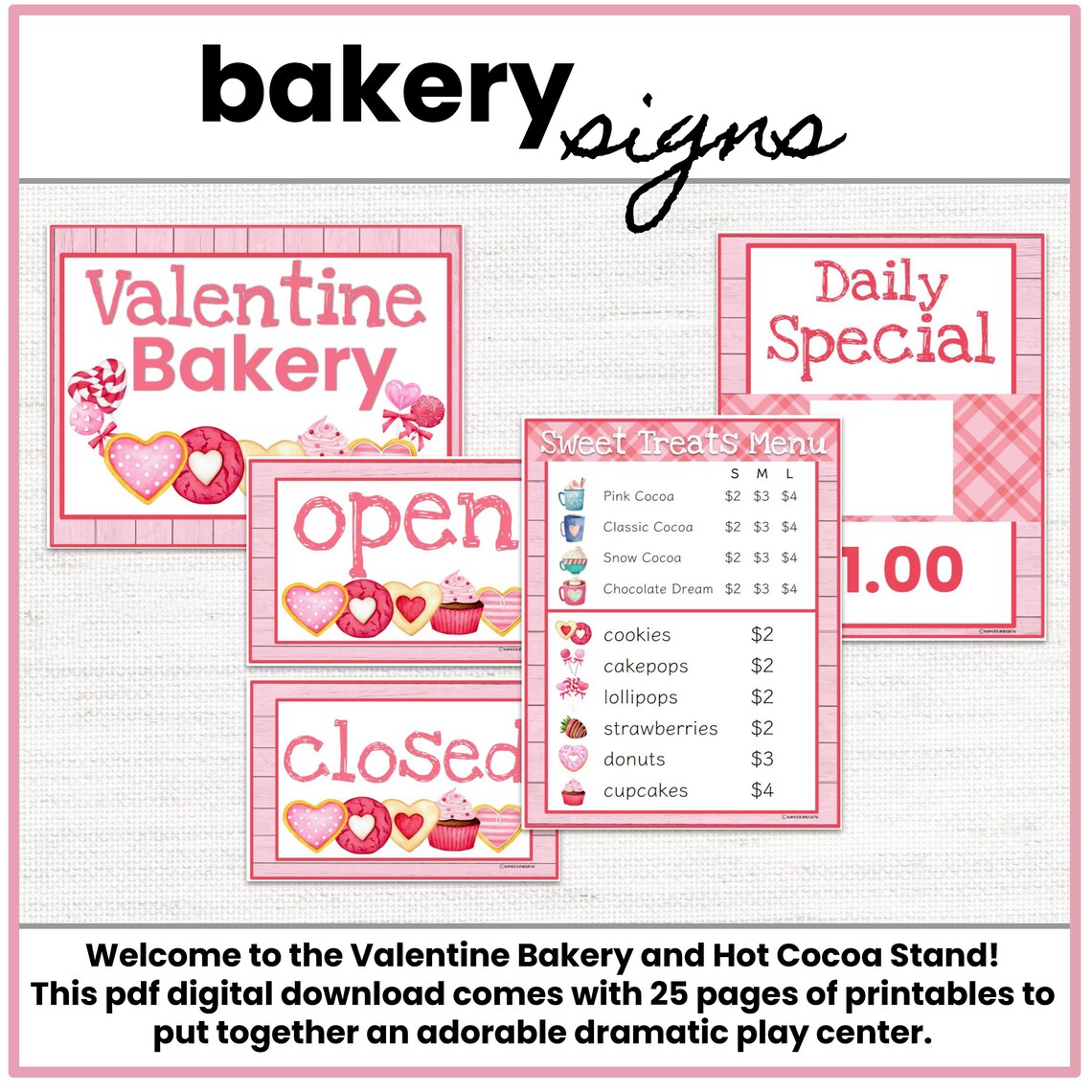 Valentine's Bakery Dramatic Play Printables | Hot Cocoa Stand (PDF ...
