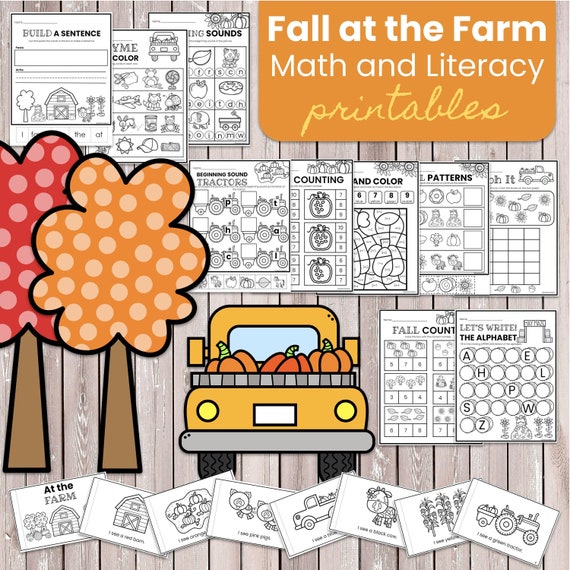 Fall at the Farm Preschool Pre-k and Kindergarten Math and - Etsy