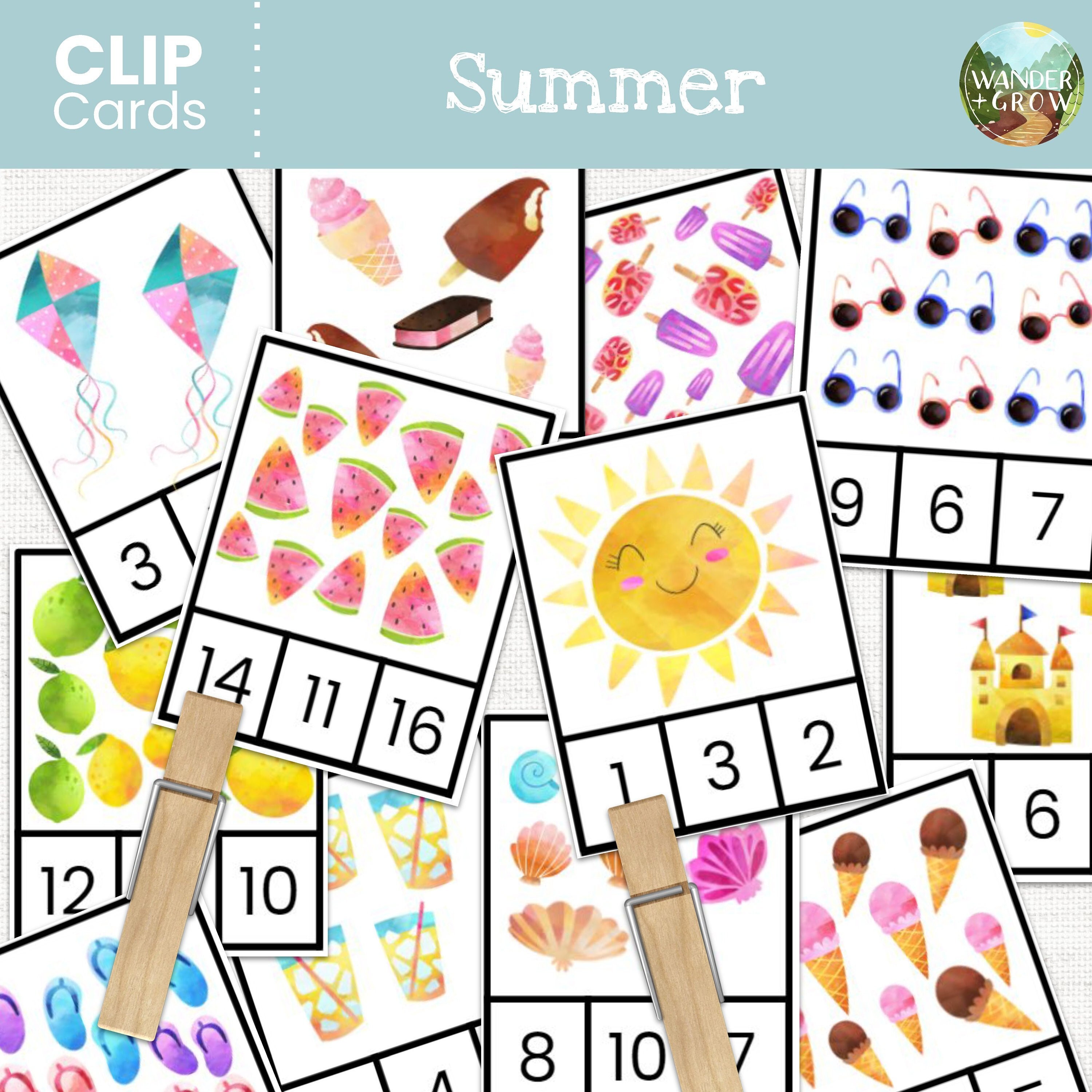 Clothespin Count and Clip Cards | Preschool and Kindergarten Math ...