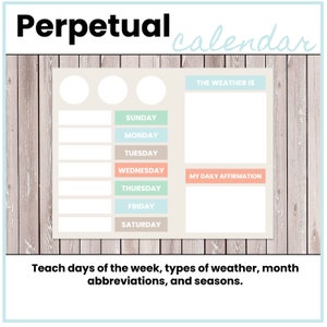 Perpetual Calendar, Preschool Toddler Kindergarten Circle Time, Morning ...