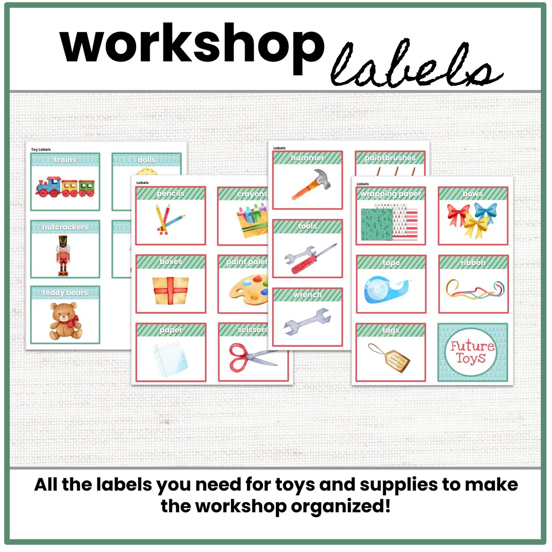 Santa's Workshop Dramatic Play, Pretend Play Printables | Christmas ...