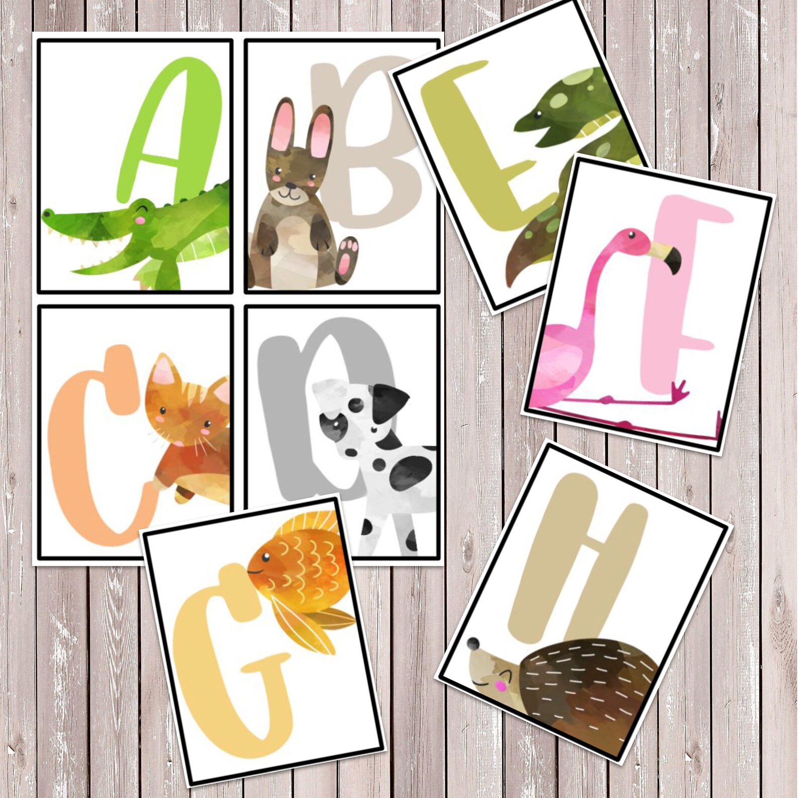 Alphabet Flash Cards | ABC Animals Printable Wall Art | Homeschool ...