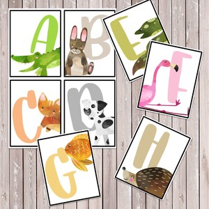 Alphabet Flash Cards | ABC Animals Printable Wall Art | Homeschool ...