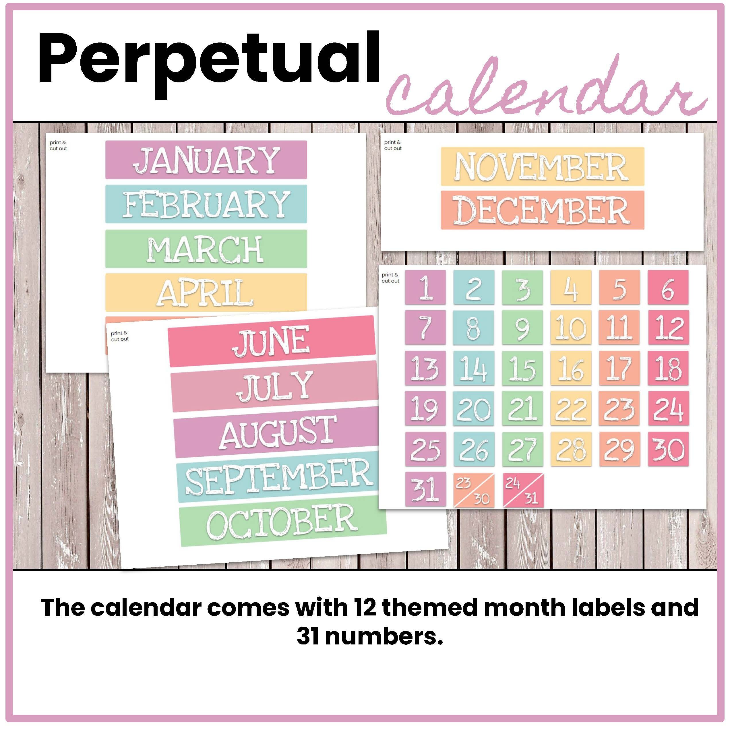 Perpetual Calendar, Preschool Toddler Kindergarten Circle Time, Morning ...
