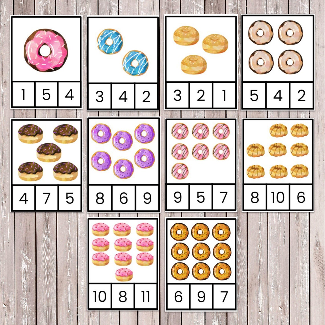 Numbers 1-20 Count and Clip Cards Donut Cothespin Counting National ...