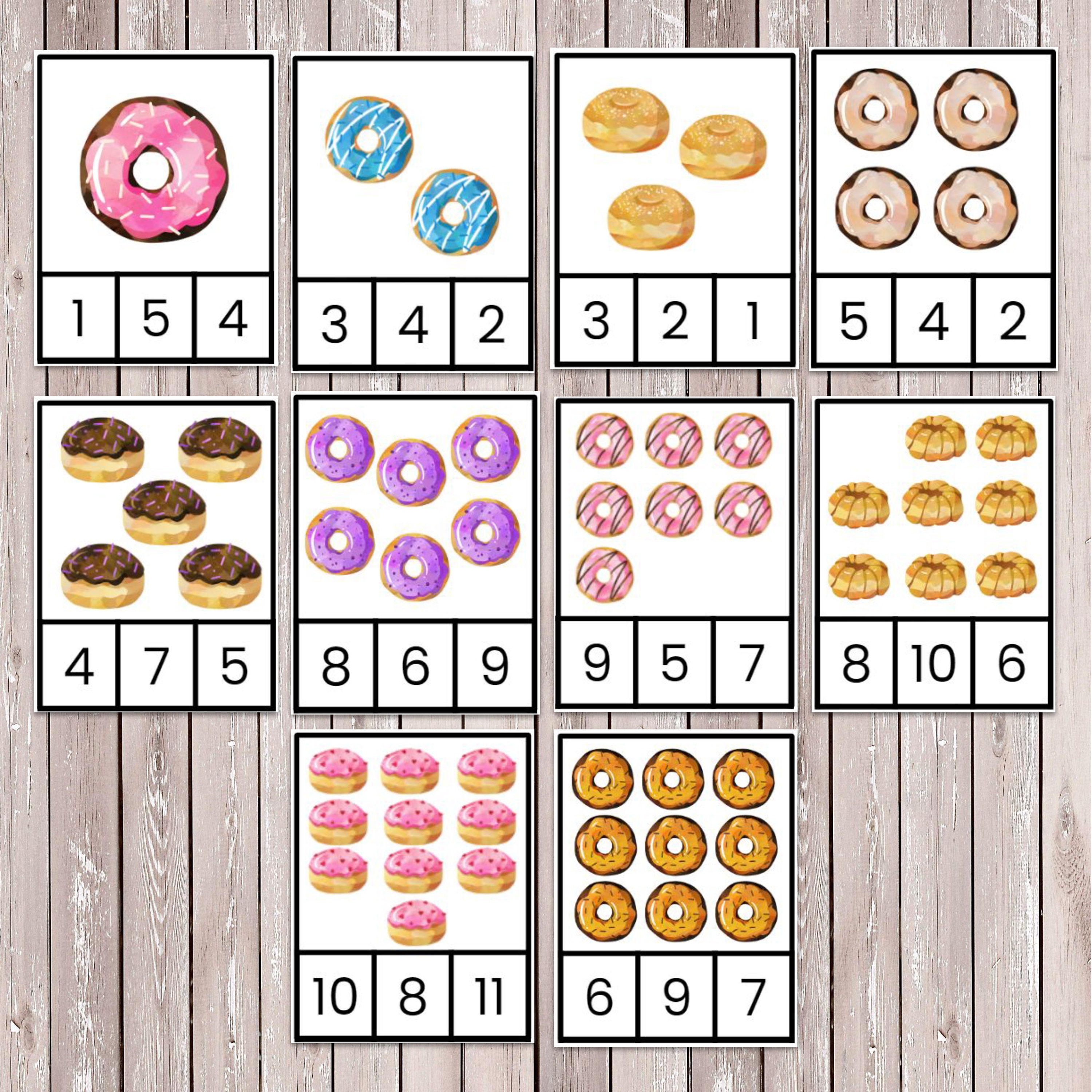 Numbers 1-20 Count and Clip Cards | Donut Cothespin Counting | National ...
