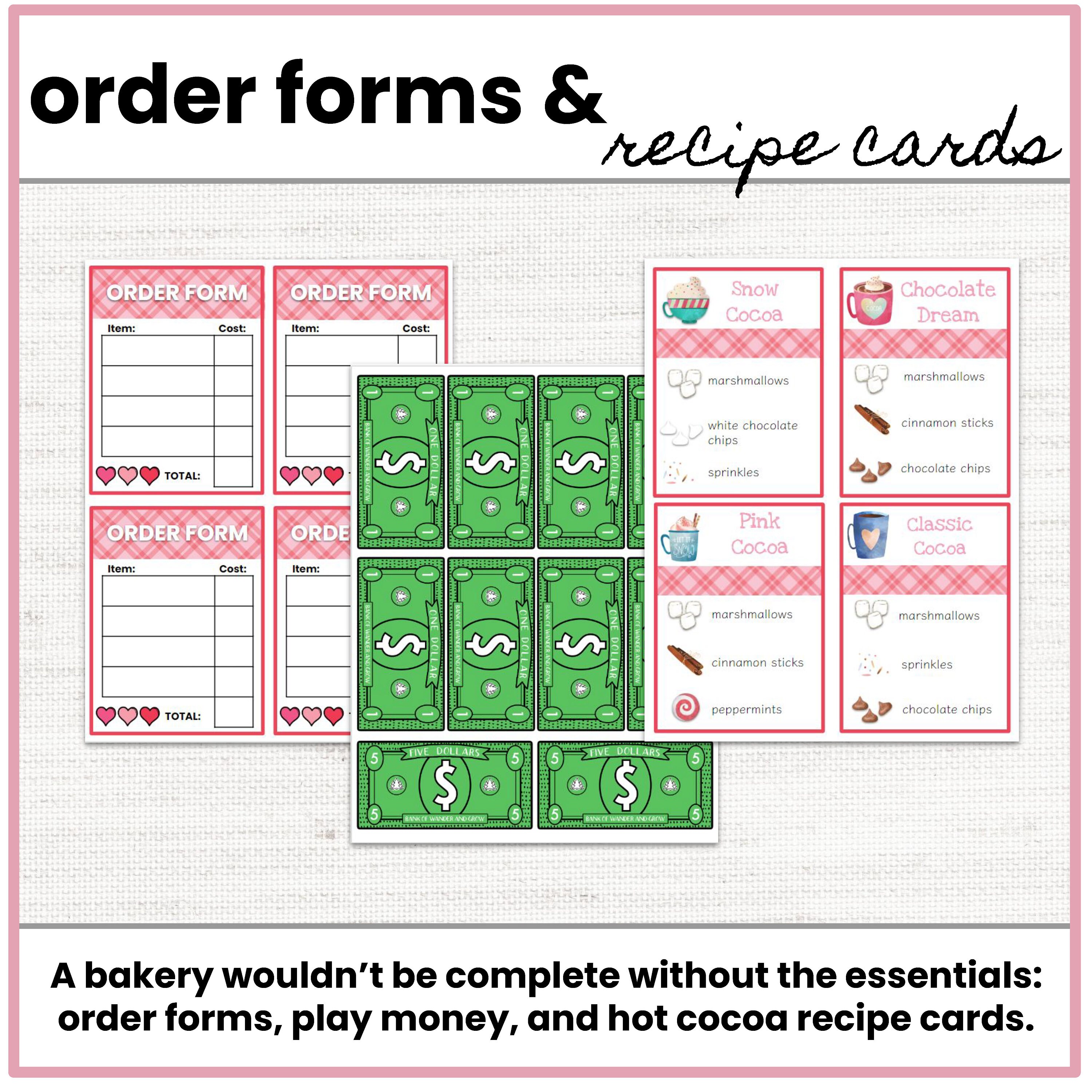 Valentine's Bakery Dramatic Play Printables | Hot Cocoa Stand (PDF ...