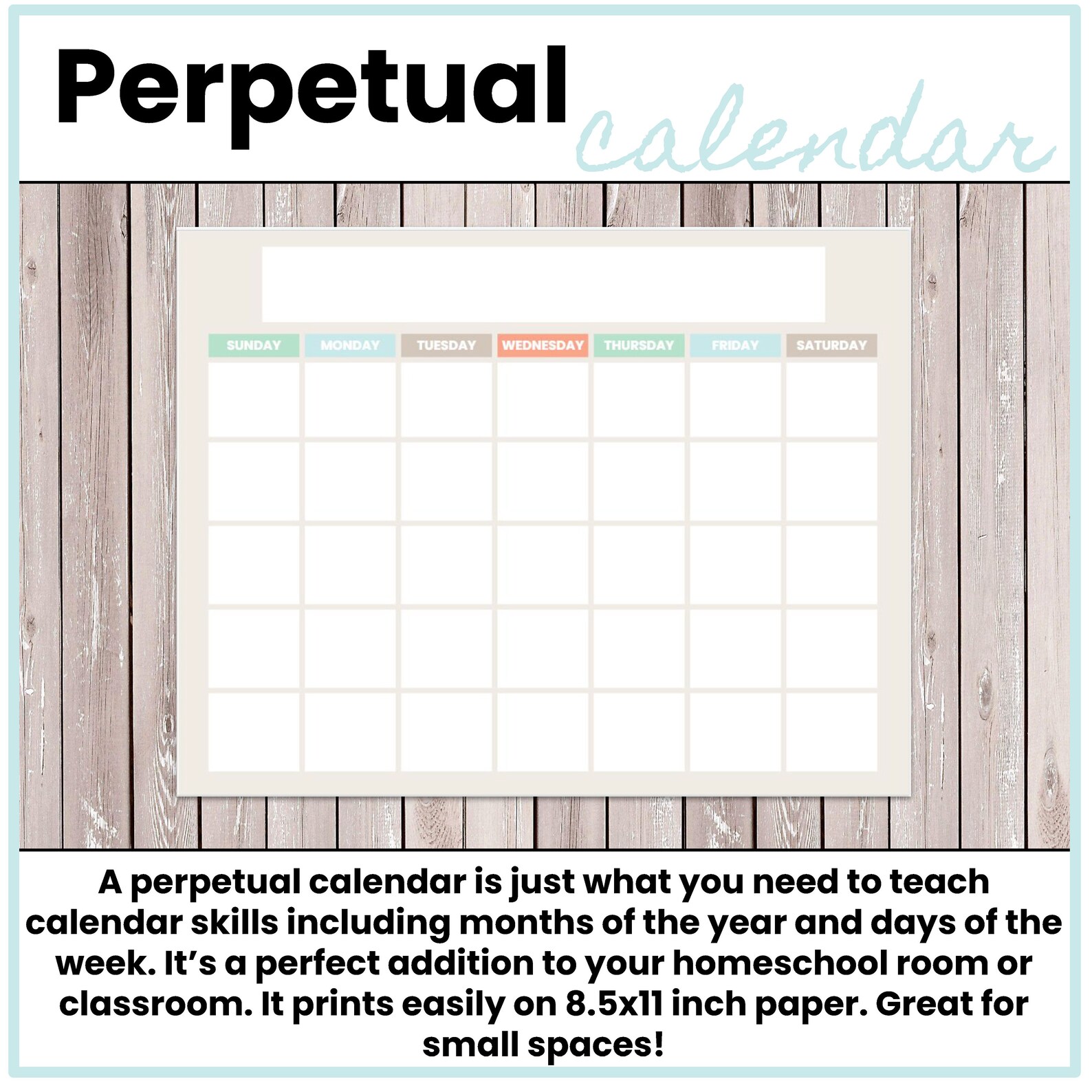 Perpetual Calendar, Preschool Toddler Kindergarten Circle Time, Morning ...