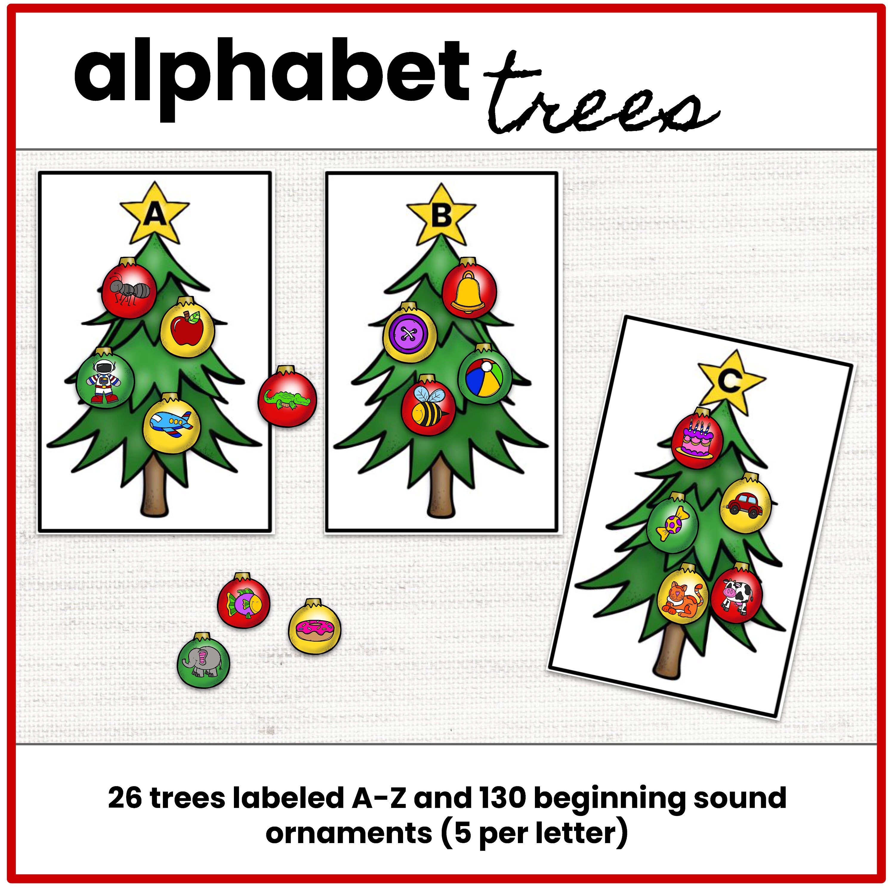 Christmas Tree Beginning Sound Letter Match Sorting Game Preschool, Pre ...