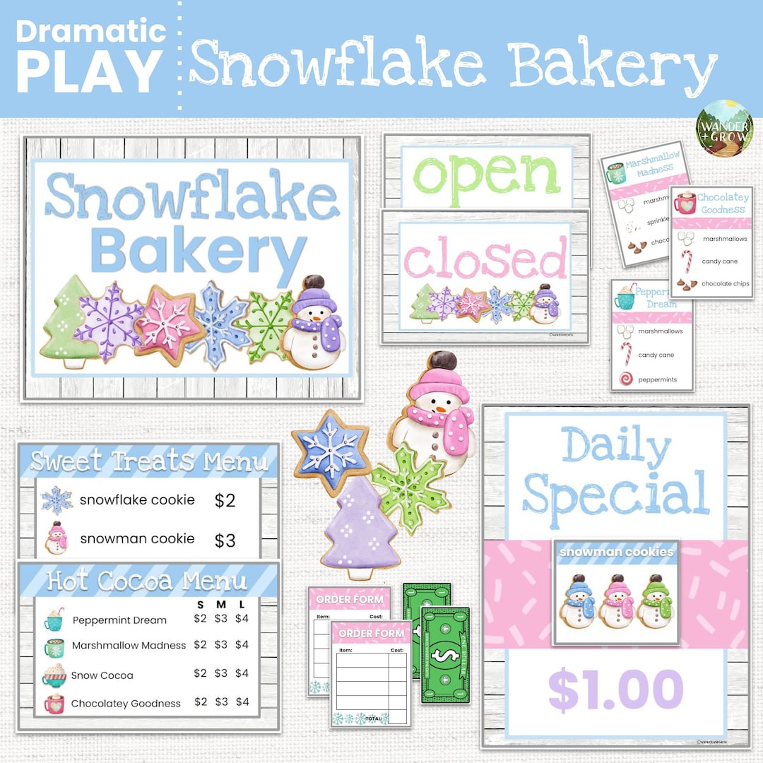 Snowflake Winter Bakery Dramatic Play | Pretend Play Printables ...
