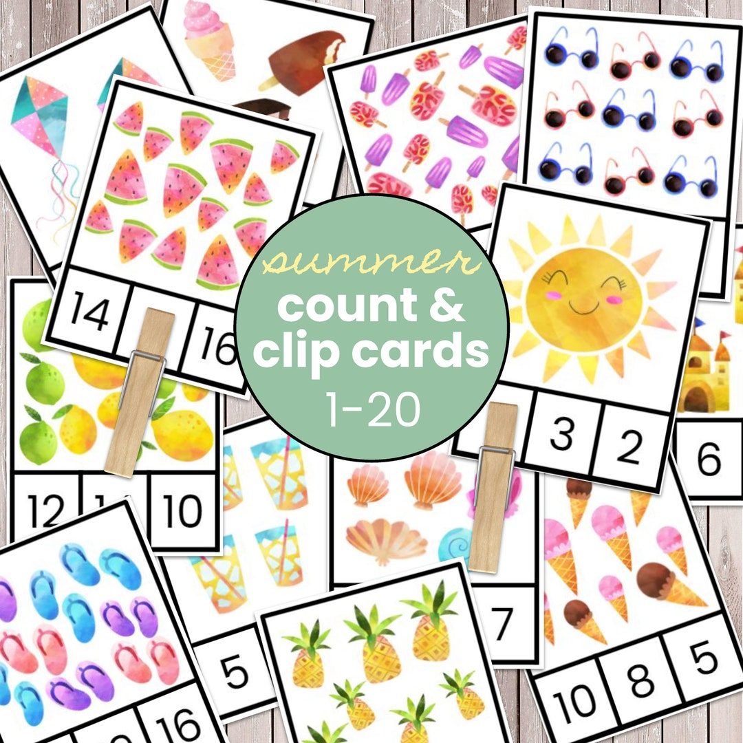 Clothespin Count and Clip Cards Preschool and Kindergarten - Etsy