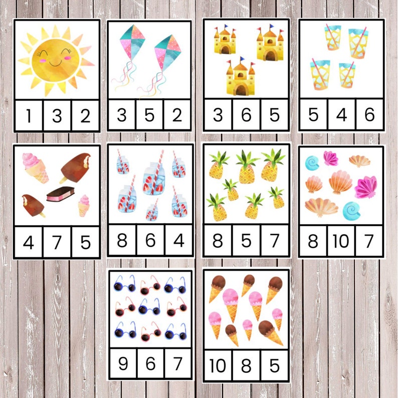 Clothespin Count and Clip Cards | Preschool and Kindergarten Math ...