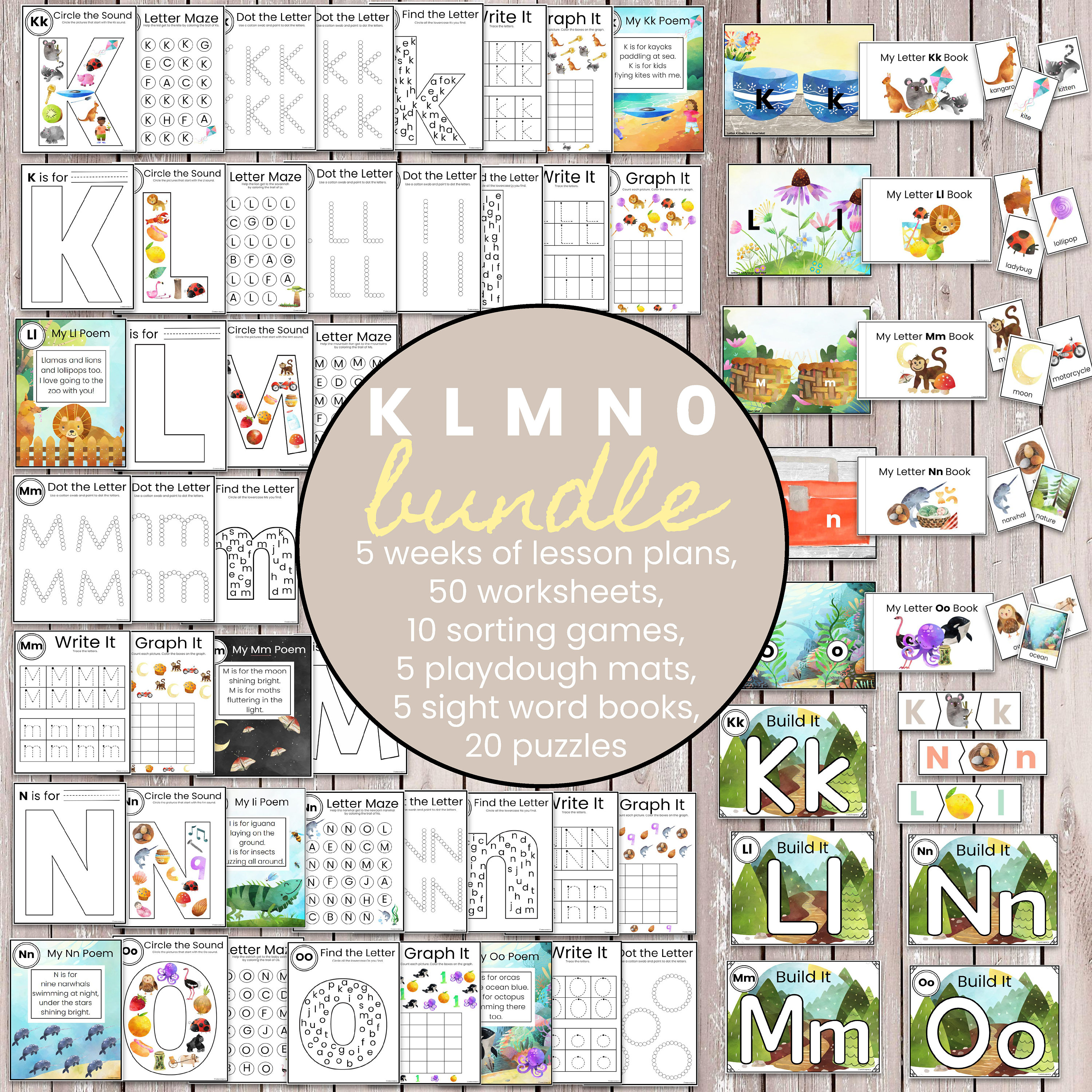 BUNDLE: Letters K L M N O Letter of the Week Homeschool Activities ...
