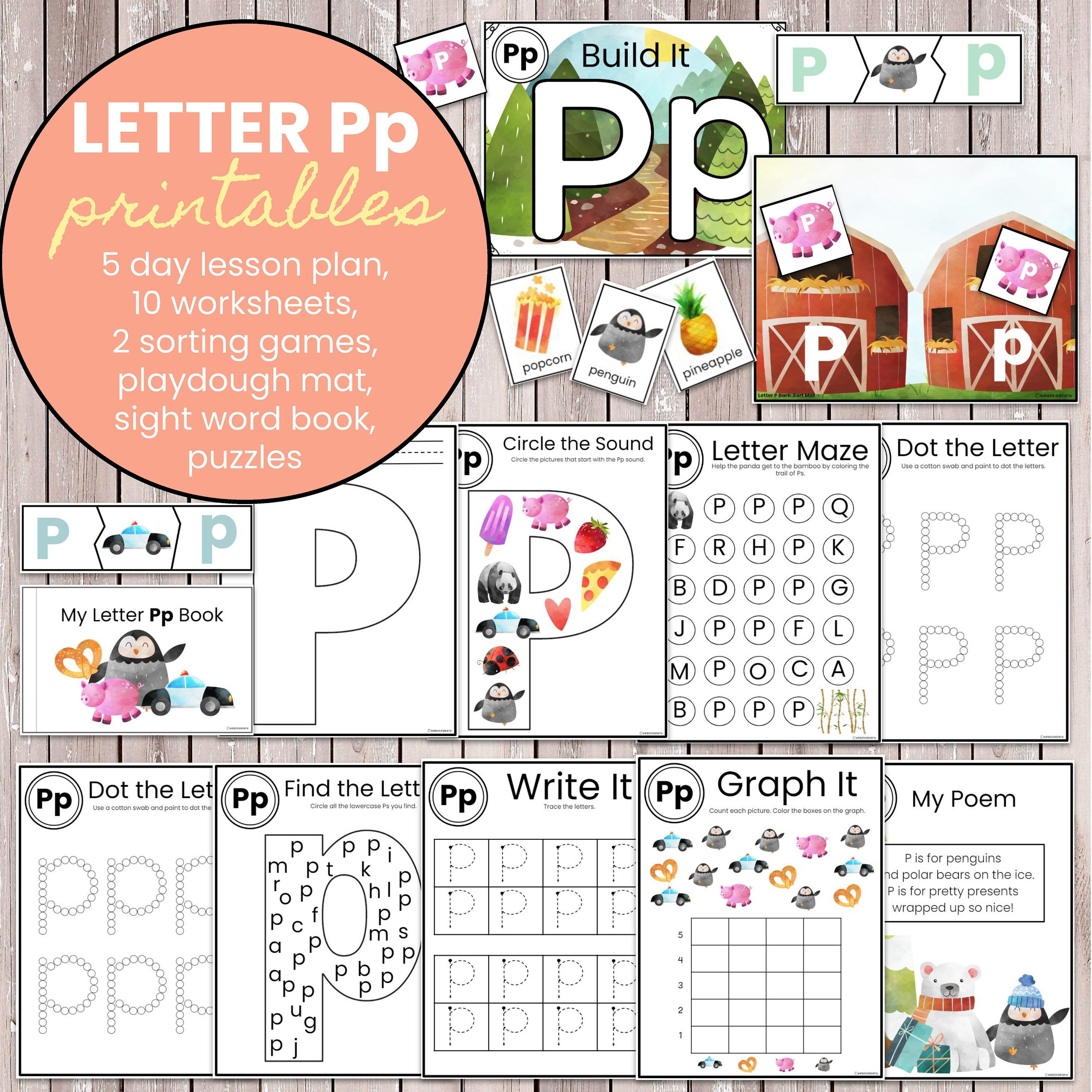 Letter P Printables for Preschool, Pre-k, and Kindergarten, Homeschool ...