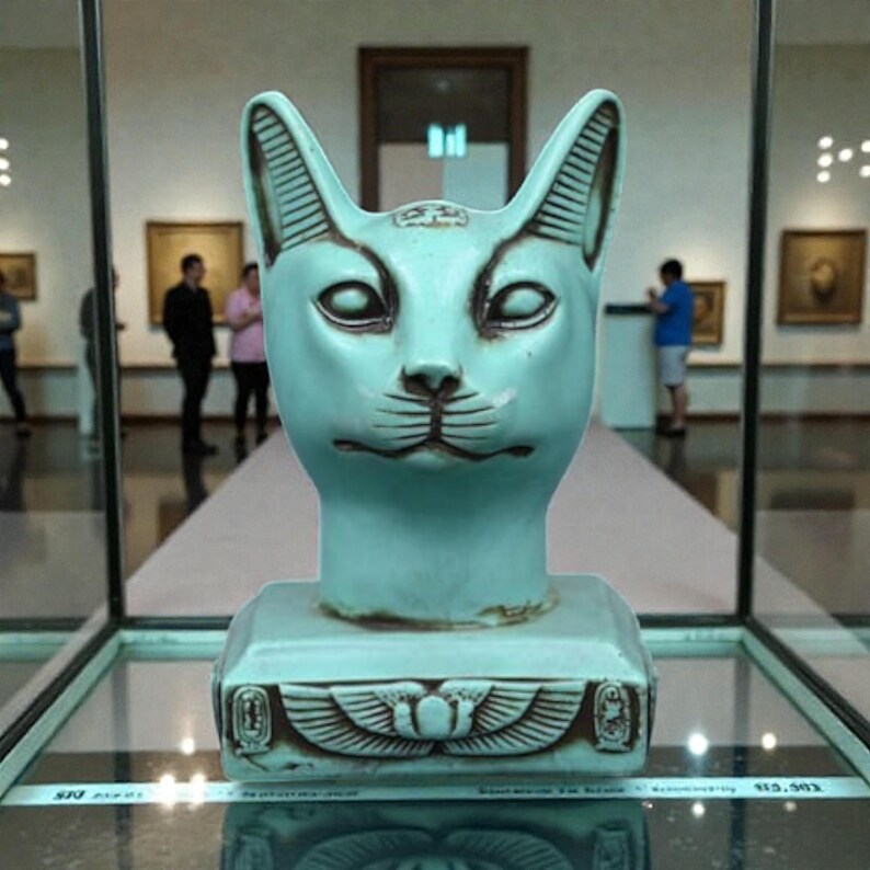 Ancient Egyptian Bastet Head Statue: Goddess of Protection, Joy | Rare ...
