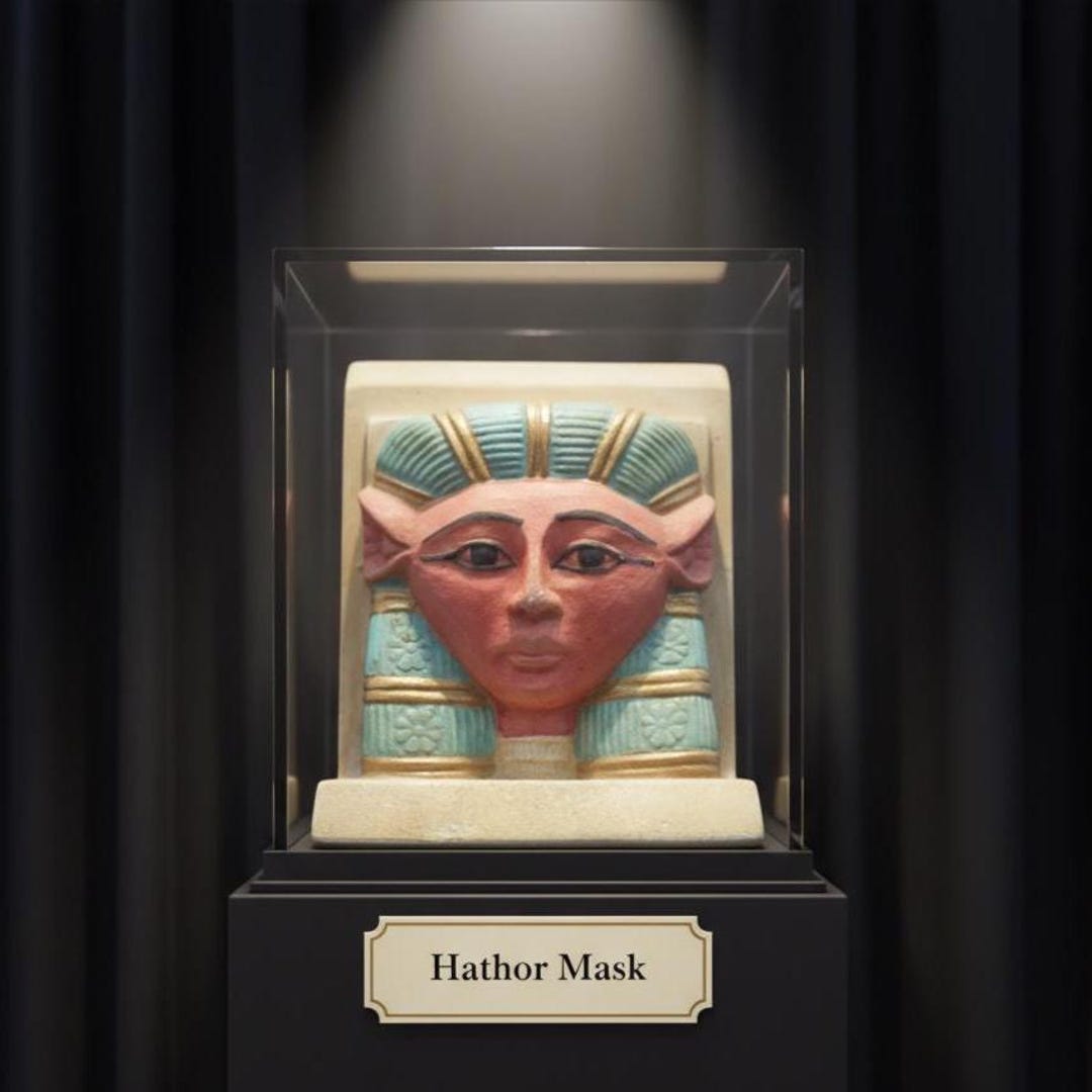 Ancient Egyptian Hathor Mask Statue: Face of the Celestial Mother ...