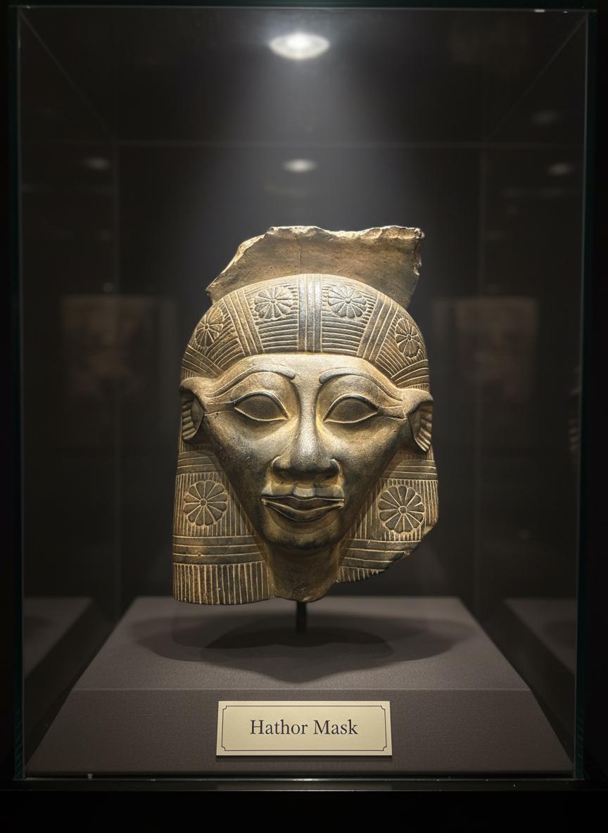 Ancient Egyptian Hathor Mask: Goddess of Music, Love & Protection ...