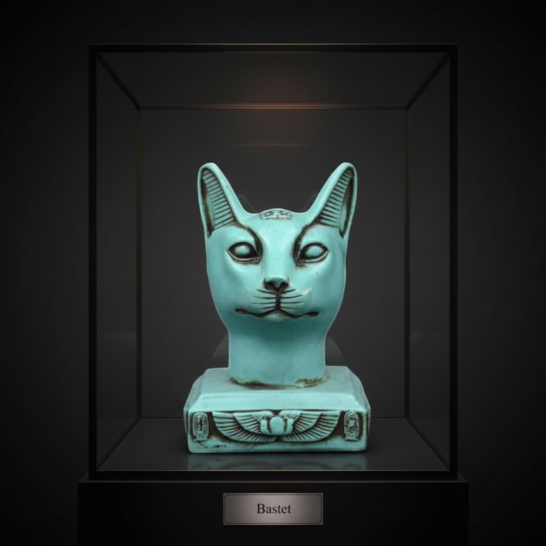 Ancient Egyptian Bastet Head Statue: Goddess of Protection, Joy | Rare ...