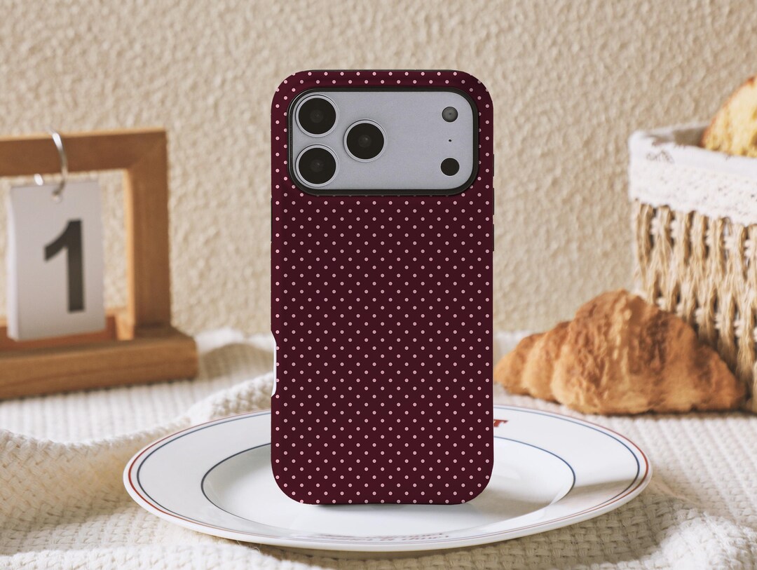 Dark Red Dotted Pattern Personalized iPhone Case for 17 16 15 14 13 12 ...