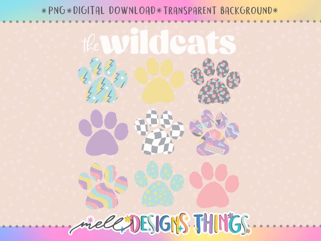 Wildcats Paw Prints PNG | Pastel Pattern, T-shirt Design (digital ...