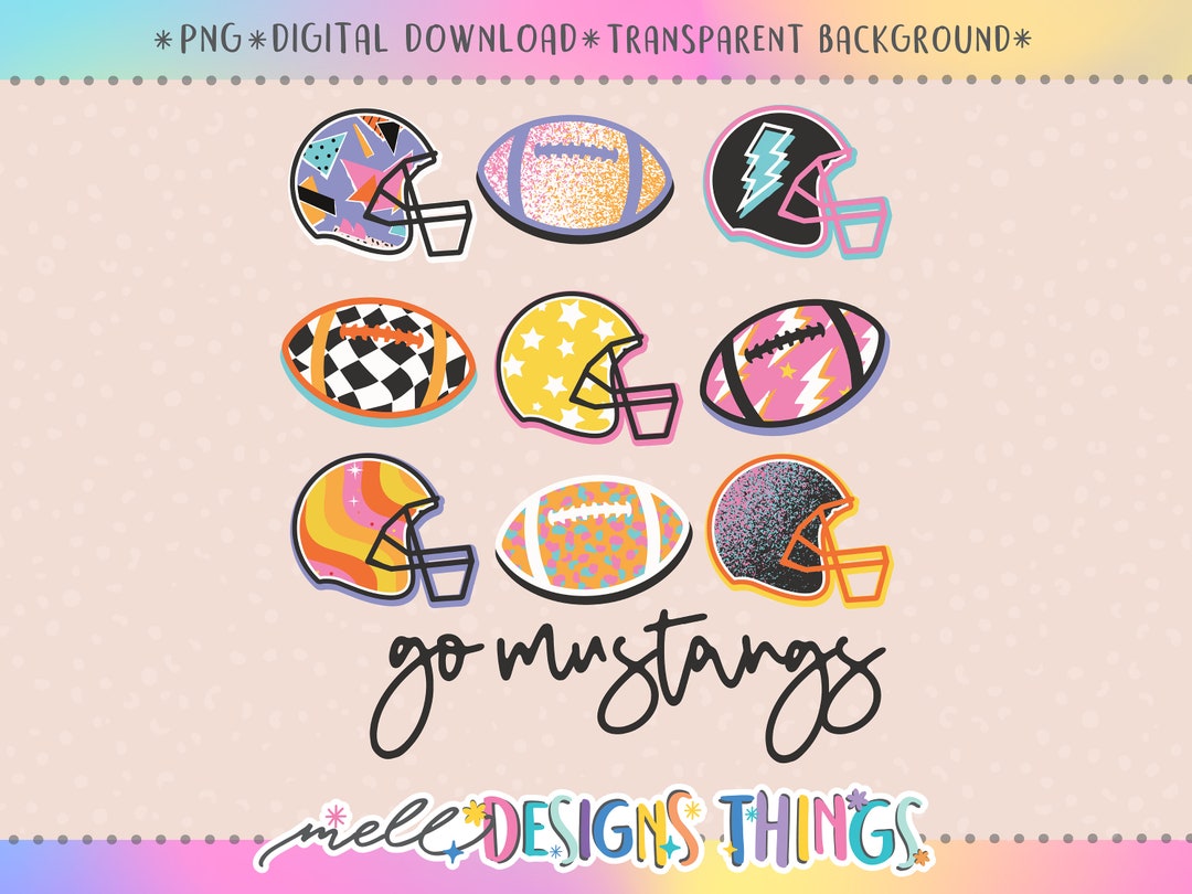 Mustangs Neon Football Helmets Design | PNG File, Sublimation Design ...