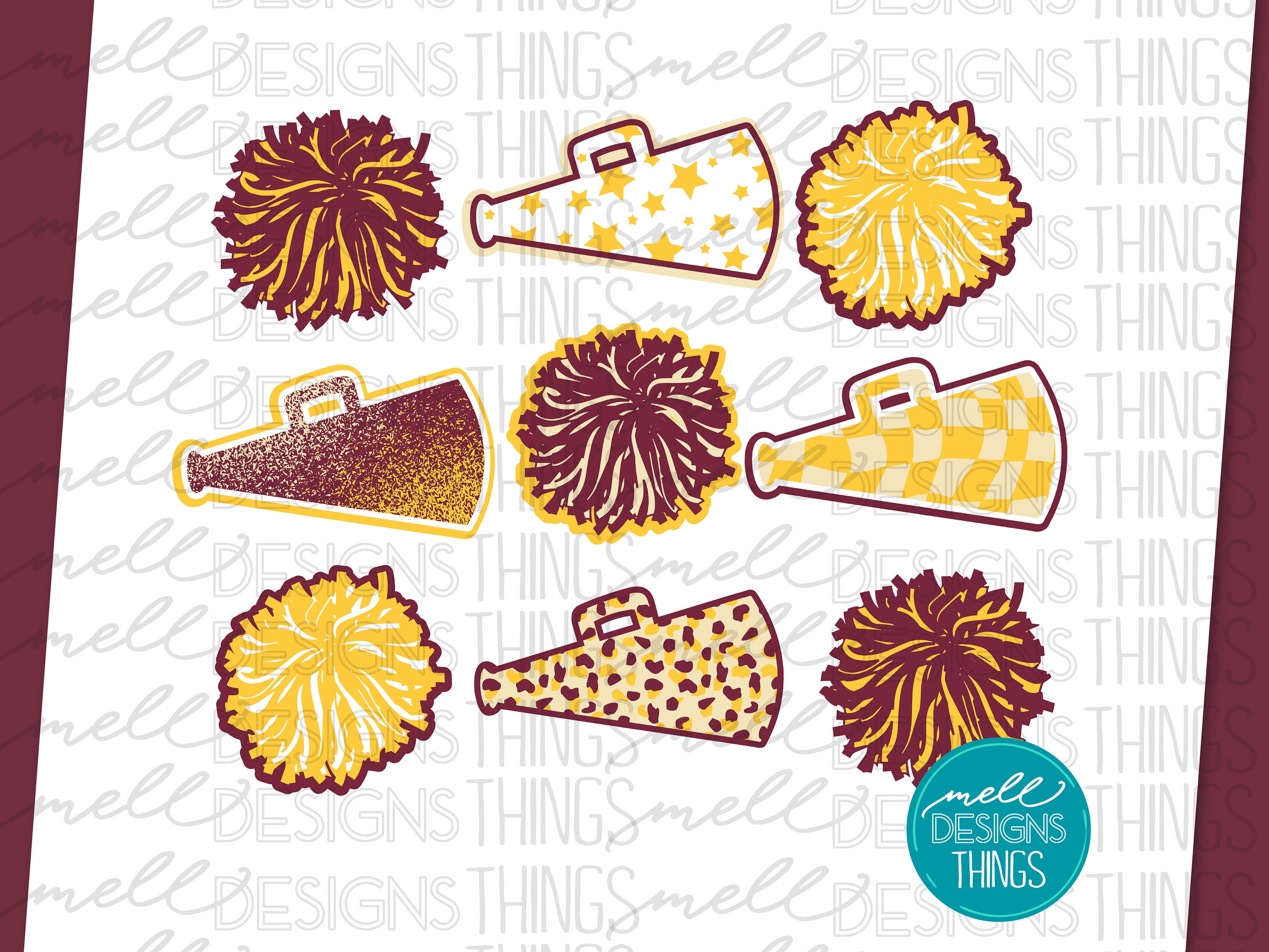 Maroon and Gold Retro Cheer Design | PNG File, Sublimation Design ...