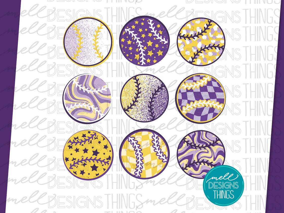 Purple & Gold Baseball Design PNG File Sublimation Design - Etsy