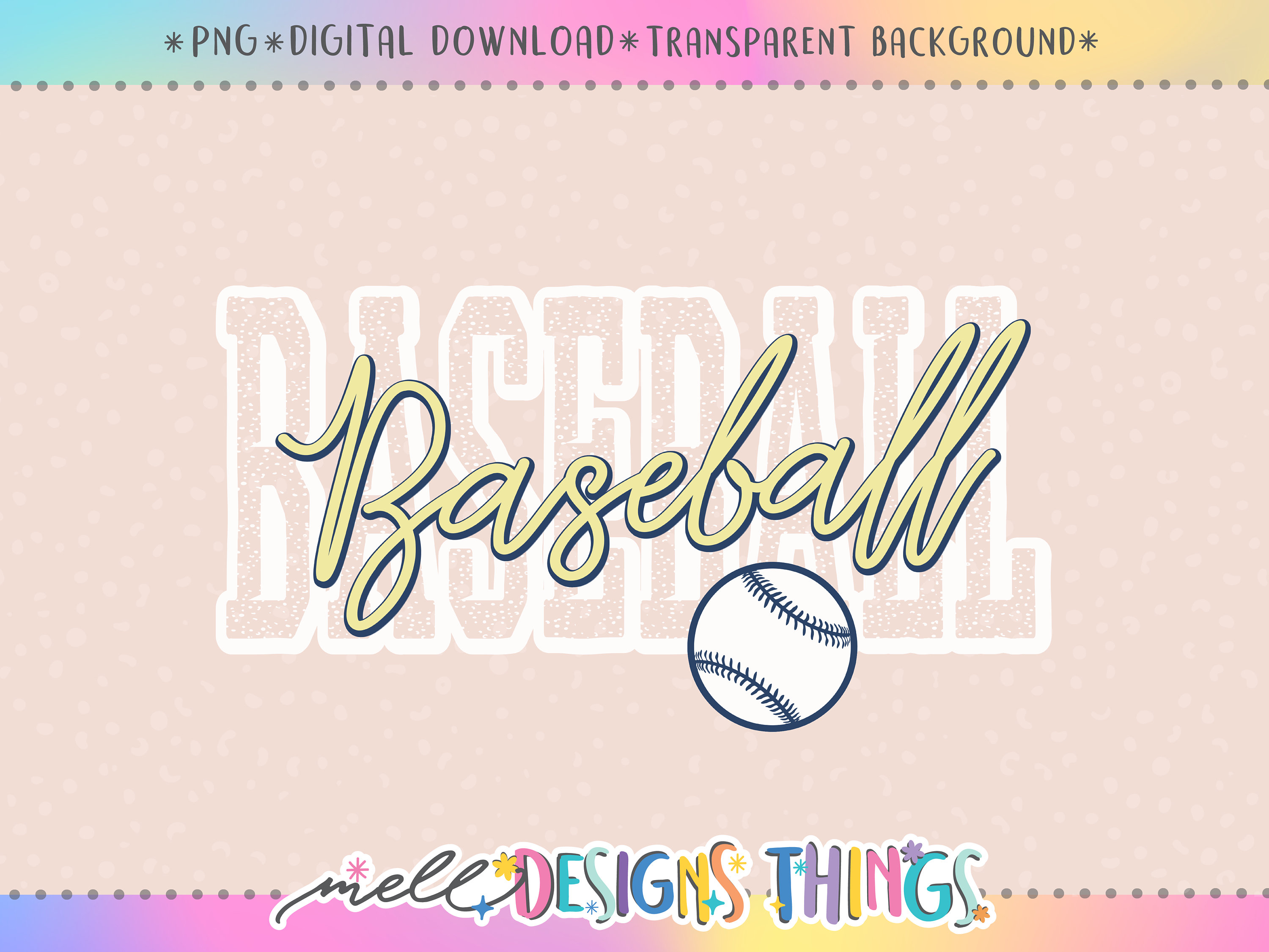 Baseball Neon Script Design | PNG File, Sublimation Design, Digital ...