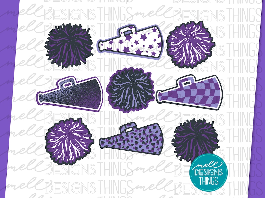 Purple Retro Cheer Design PNG File, Sublimation Design, Digital ...