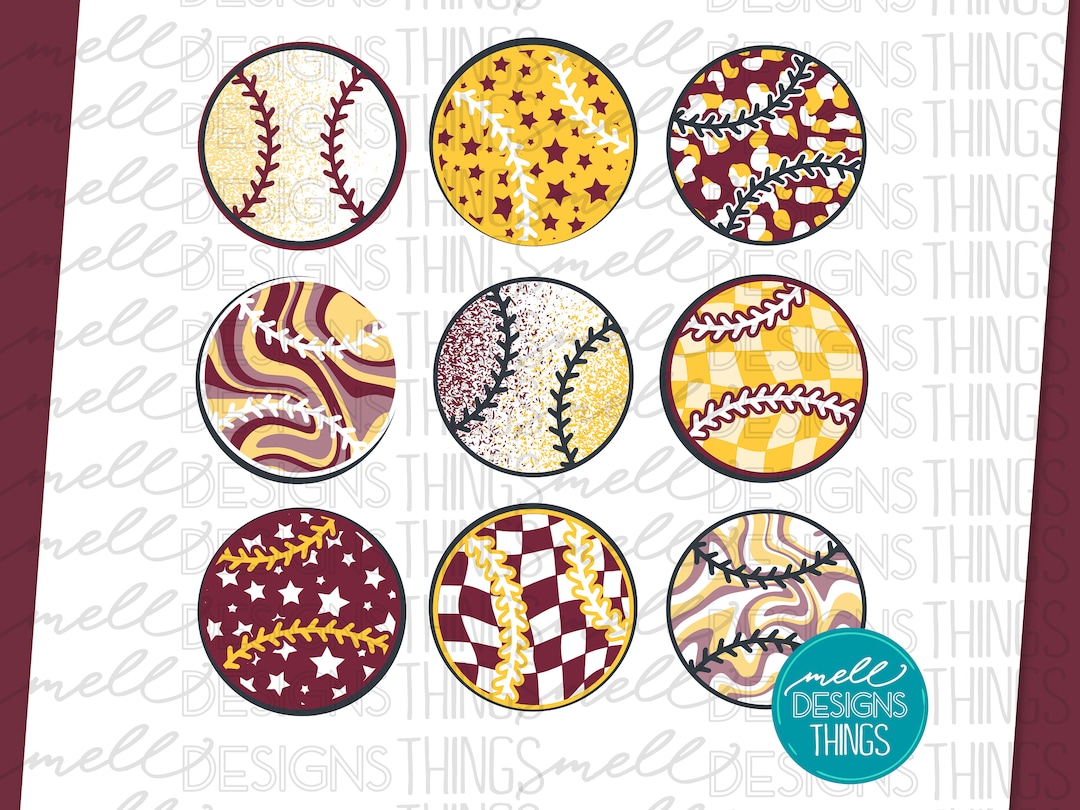 Maroon and Gold Baseball Design | PNG File, Sublimation Design, Digital ...