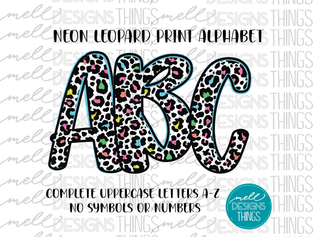 Neon Leopard Print Alphabet Set PNG Files, Alphabet Bundle, Sublimation ...