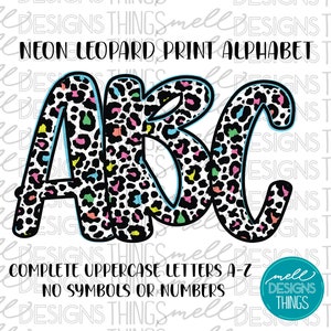 Neon Leopard Print Alphabet Set PNG Files Alphabet Bundle | Etsy