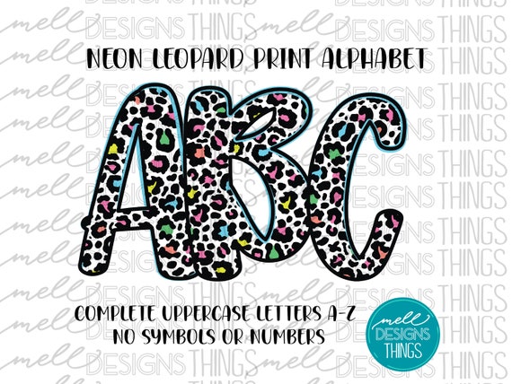 Neon Leopard Print Alphabet Set PNG Files Alphabet Bundle | Etsy