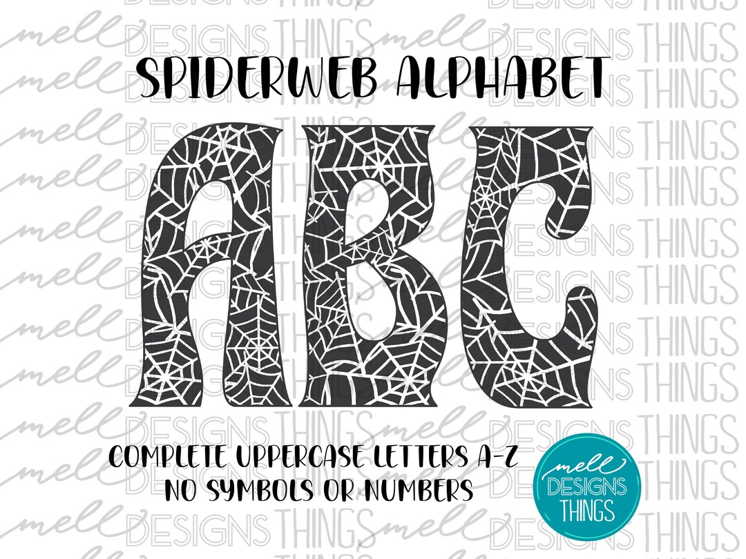 Spiderweb Halloween Alphabet Set PNG Files, Alphabet Bundle ...