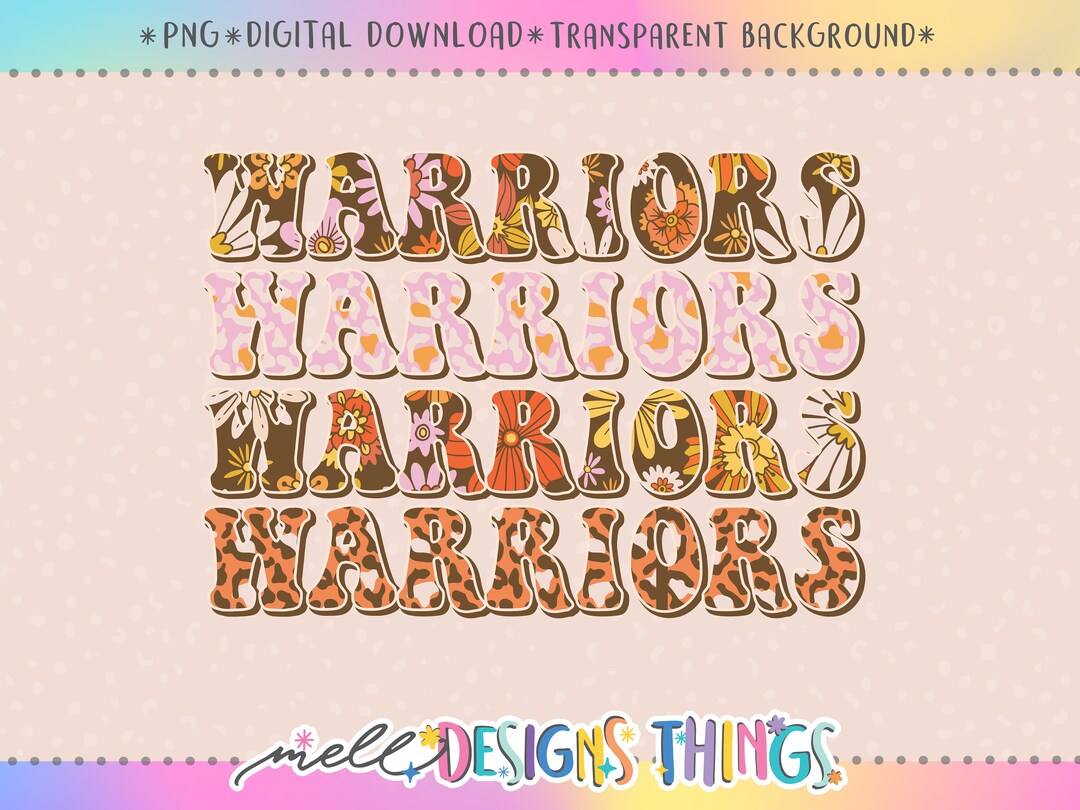 Warriors Retro Floral Stack Design | PNG File, Sublimation Design ...