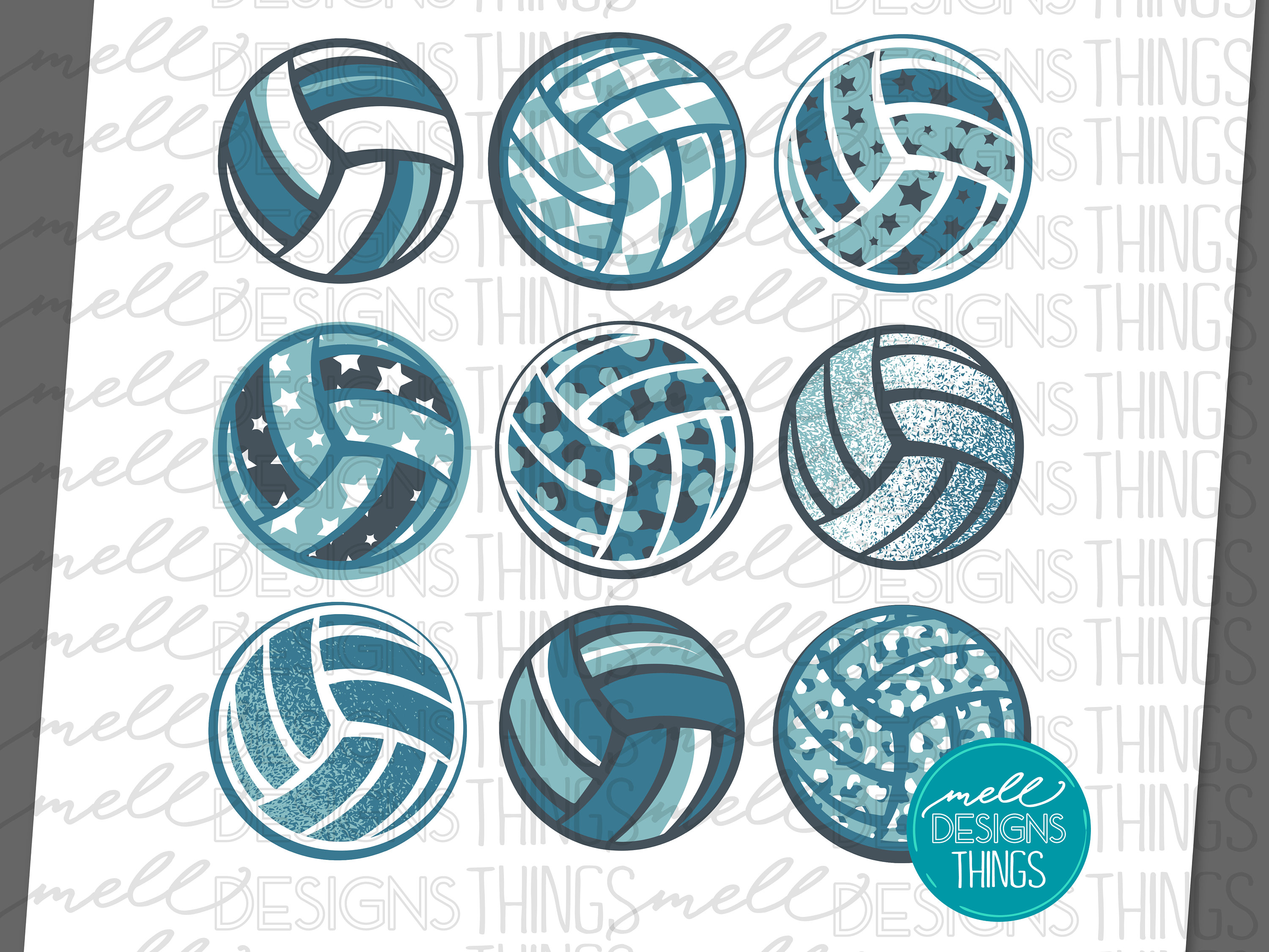 Teal and Black Volleyball Design PNG File, Sublimation Design, Digital ...