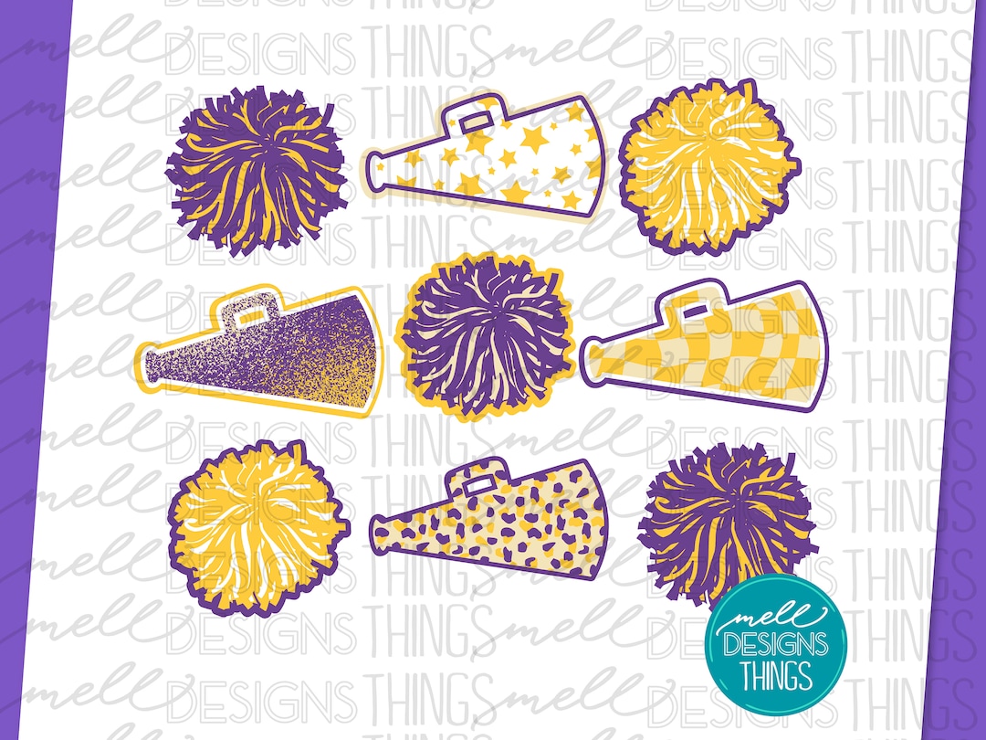 Purple and Gold Retro Cheer Design | PNG File, Sublimation Design ...