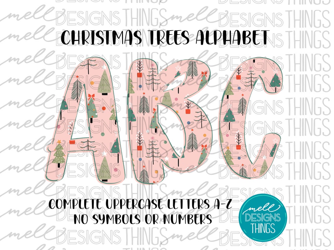 Pink Christmas Trees Alphabet Set | PNG Files, Alphabet Bundle ...
