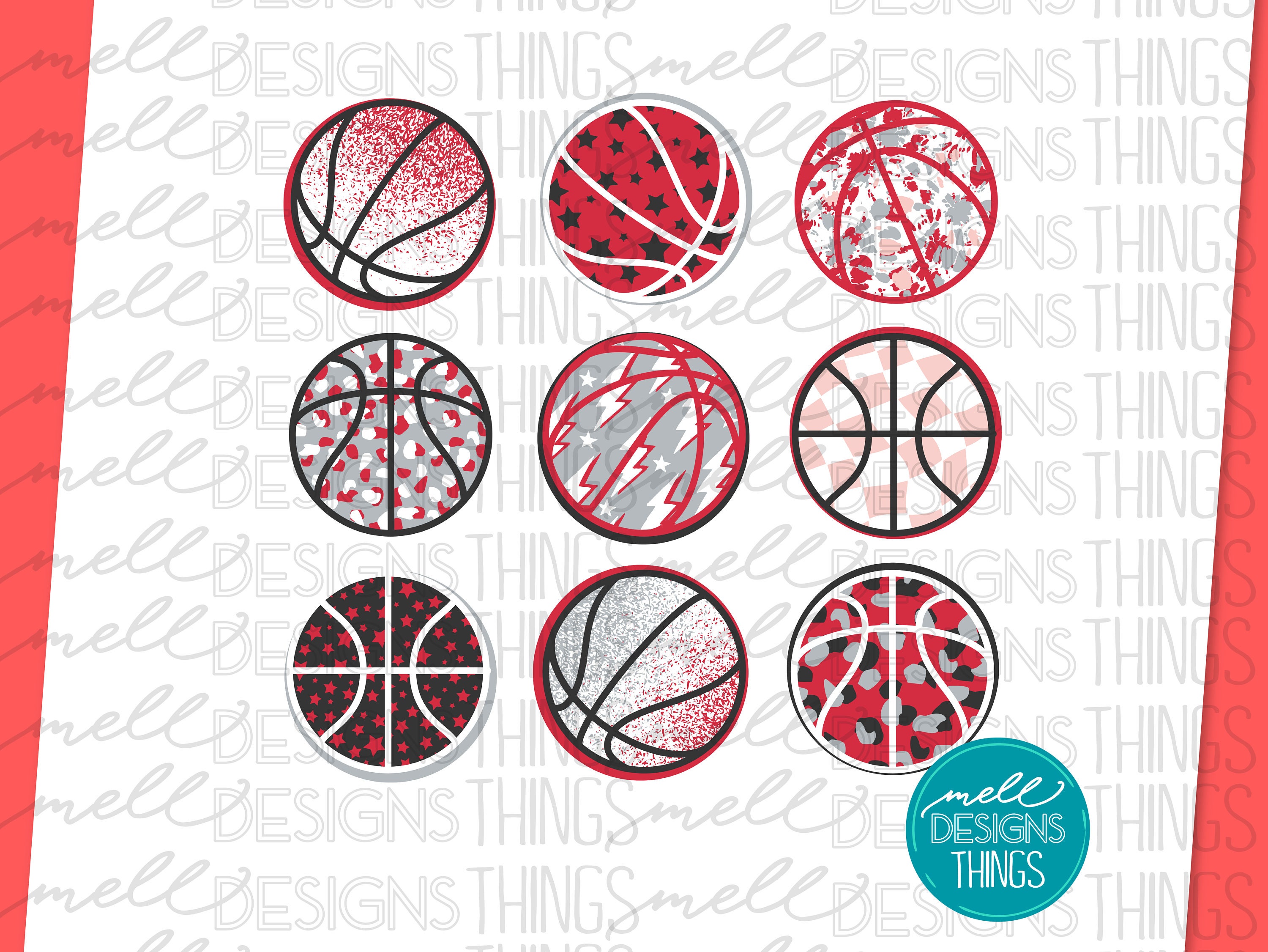 Red and Black Basketball Design PNG File, Sublimation Design, Digital ...