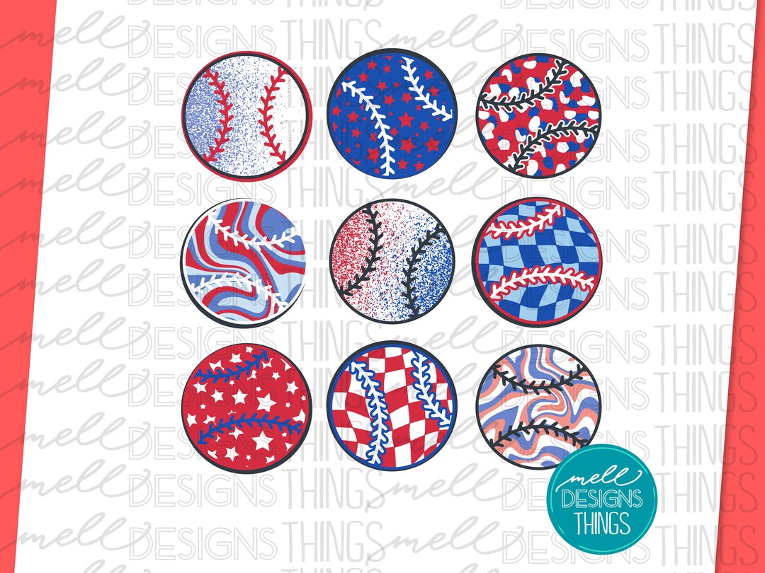 Red, White, Blue Baseball Design PNG File, Sublimation Design, Digital ...