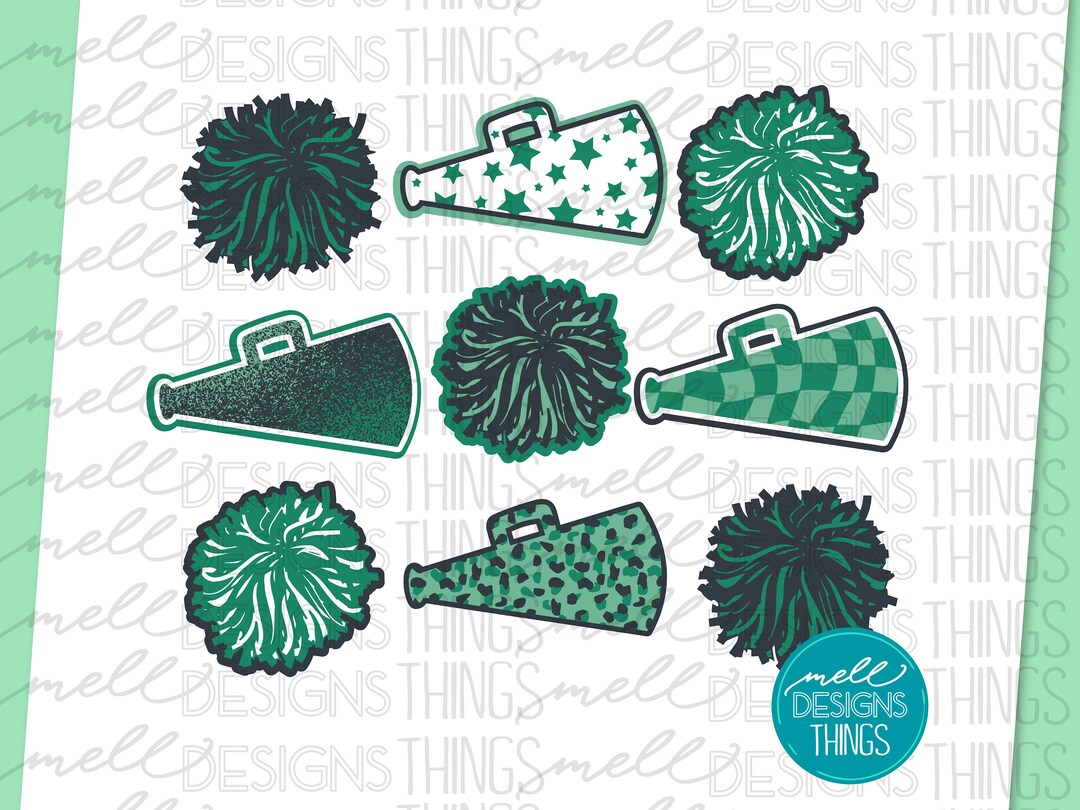 Green Retro Cheer Design | PNG File, Sublimation Design, Digital ...